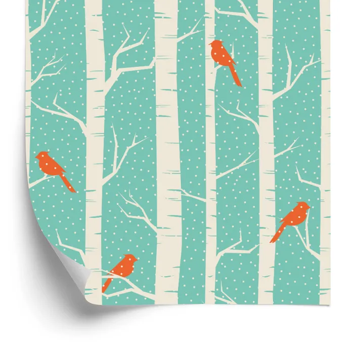 Behang Berken En Vogels In De Winter - SASA Store