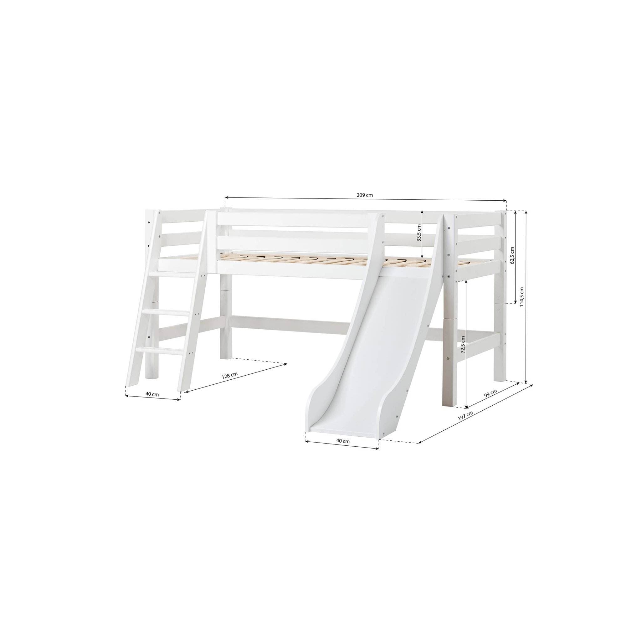 Hoppekids ECO Luxury half-high bed 90x200 cm with slide and slanted ...